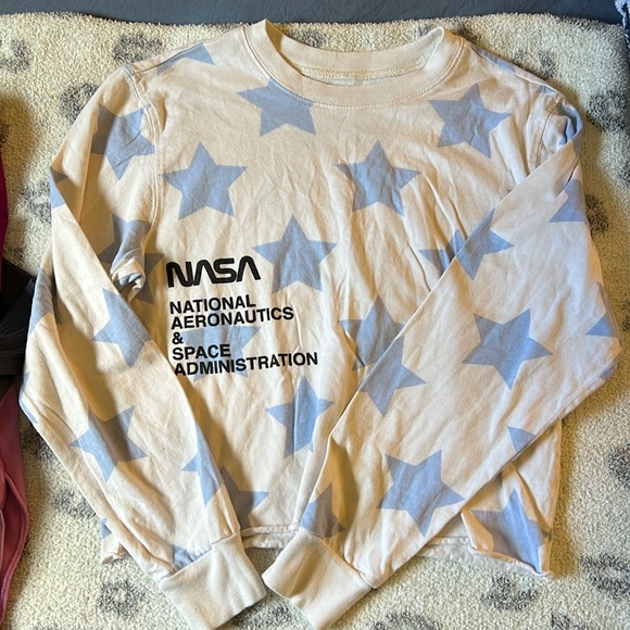 Mighty Fine | Tops | Nasa Long Sleeve Tee Size Xs Pale Tallow W Blue ...